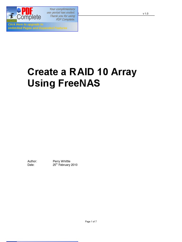 Create A Raid 10 Array Using Freenas Pdf Classes Of Computers Software