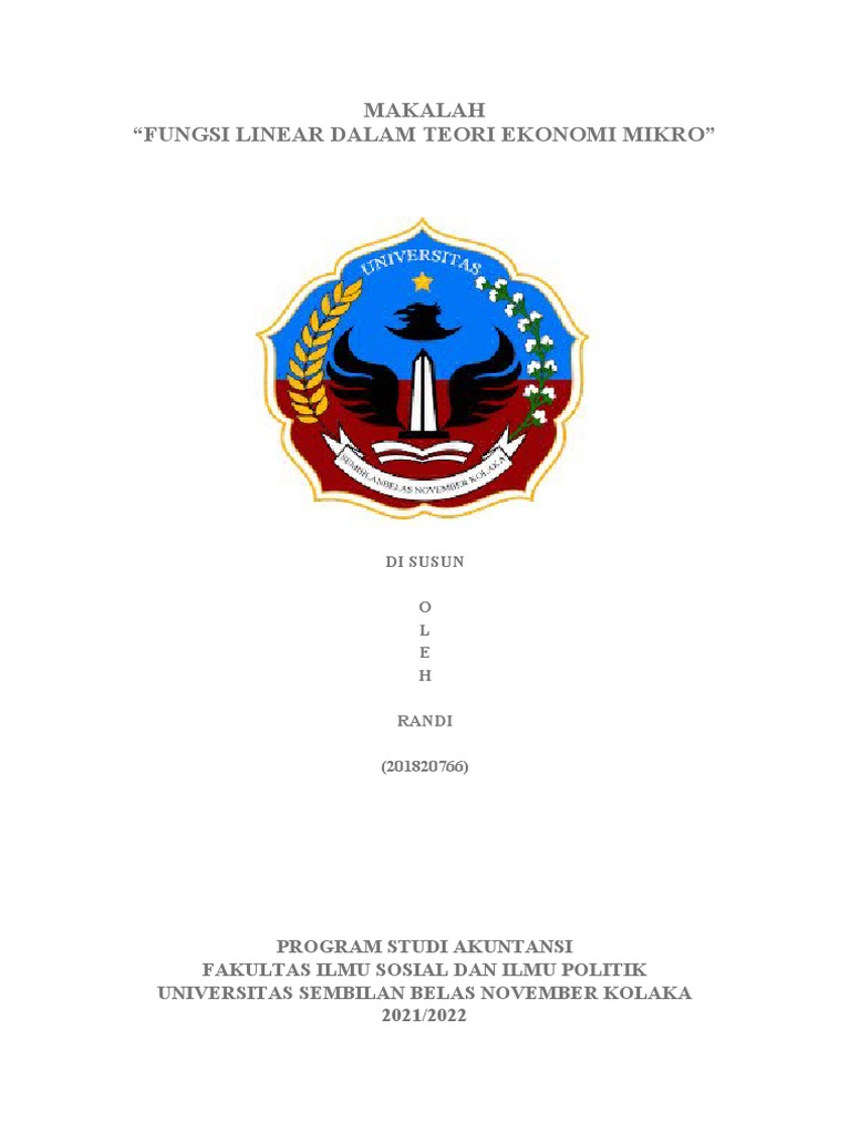 Randi - 201820766 - Makalah Penerapan Fungsi Linear Dalam Teori Ekonomi ...