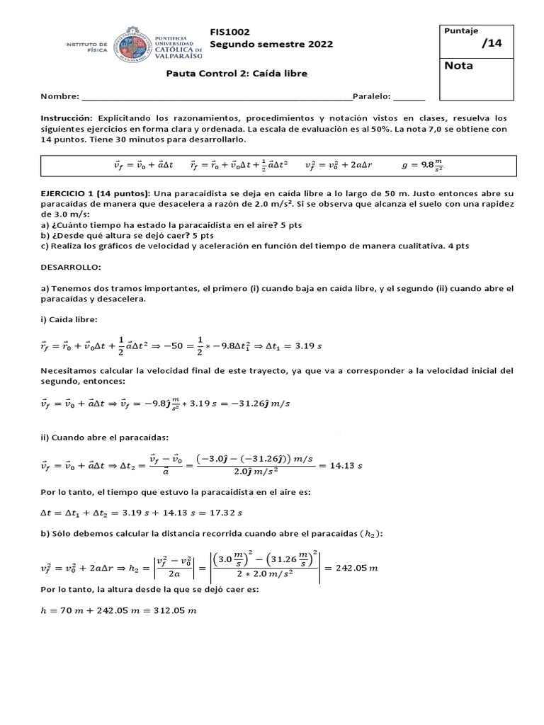 Control 2 - Forma B - Pauta | PDF | Movimiento (física) | Mecánica