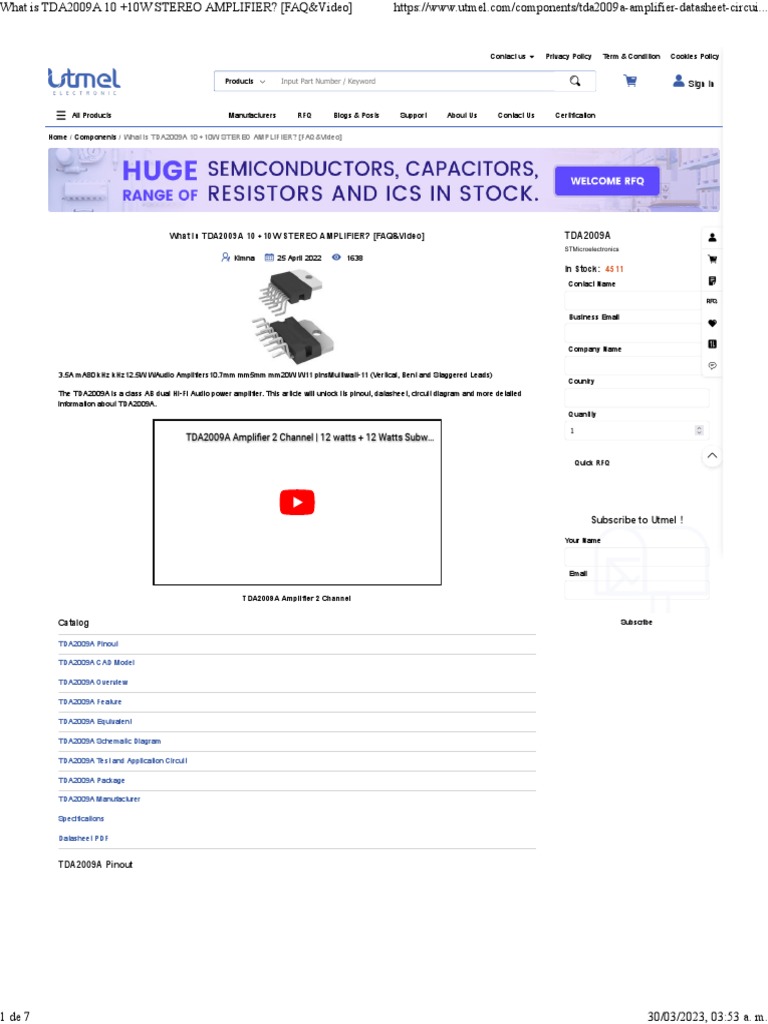 TDA2009A 10 +10W STEREO AMPLIFIER (FAQ&Video) | PDF | Amplifier | Electronic Engineering