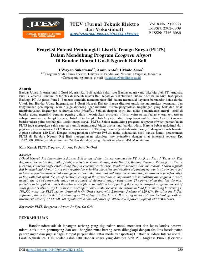 Amin Anto - Ejurnal Perencanaan PLTS Di Bandara Ngurah Rai | PDF