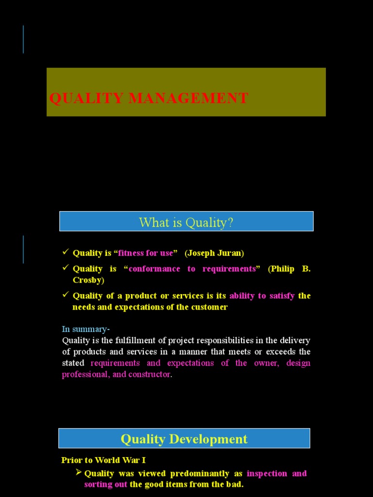 Quality Management | PDF | Quality Assurance | Quality Management