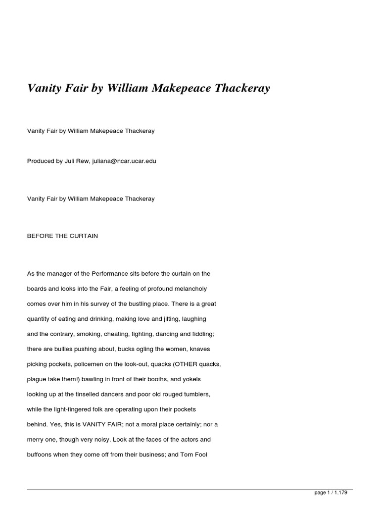 05 William Makepeace Thackeray - Vanity Fair | PDF | Art