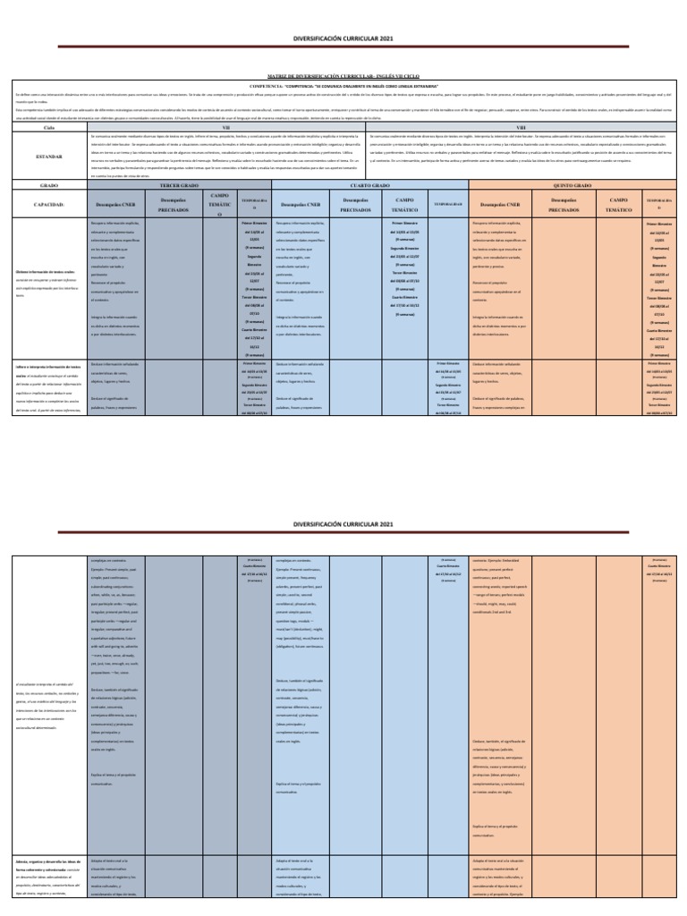 Matriz de diversificación curricular para la competencia de ...