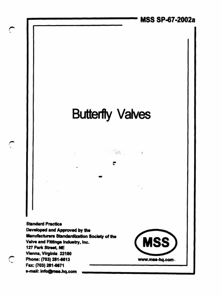 MSS SP 67 - Buterfly Valves - 2002a | PDF