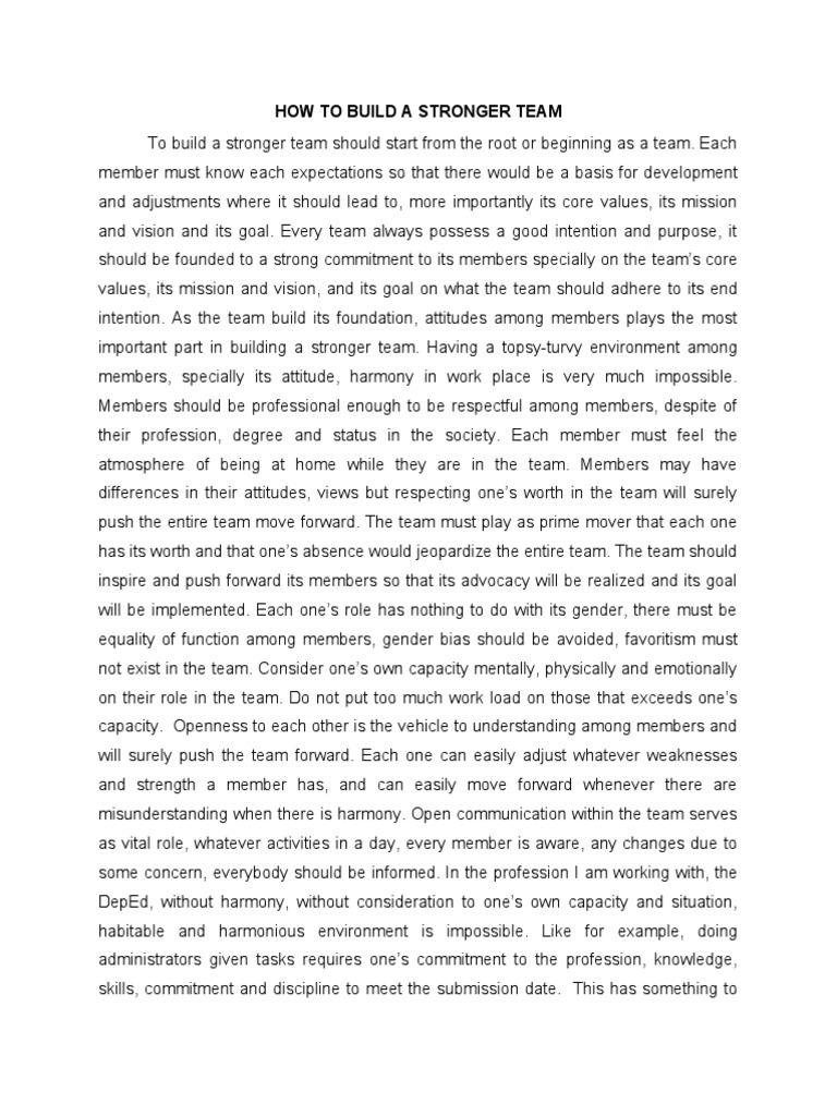 How To Build A Stronger Team | PDF | Attitude (Psychology) | Goal