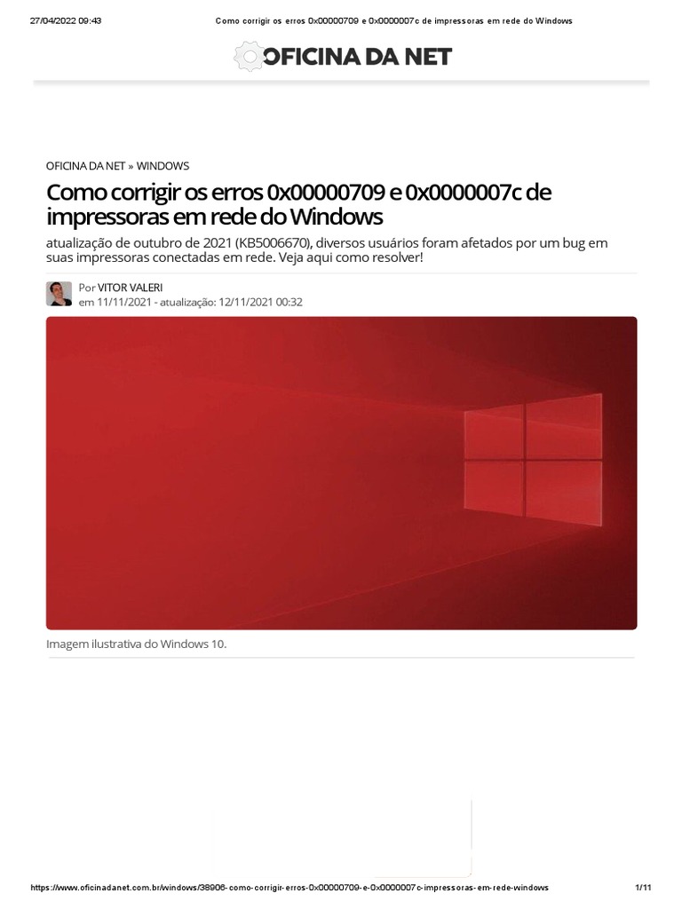 Como Corrigir Os Erros 0x00000709 e 0x0000007c de Impressoras em Rede Do Windows | PDF | Windows ...