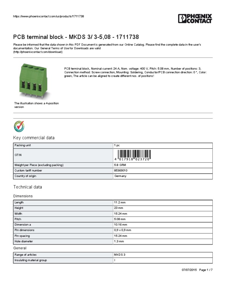 ItemDetail 1711738 | PDF | Electrical Engineering | Manufactured Goods
