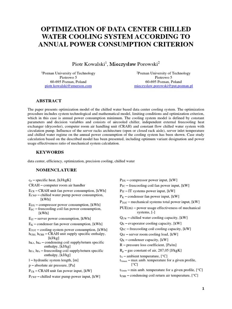 Optimization of Data Center Chilled Water Cooling System According To ...