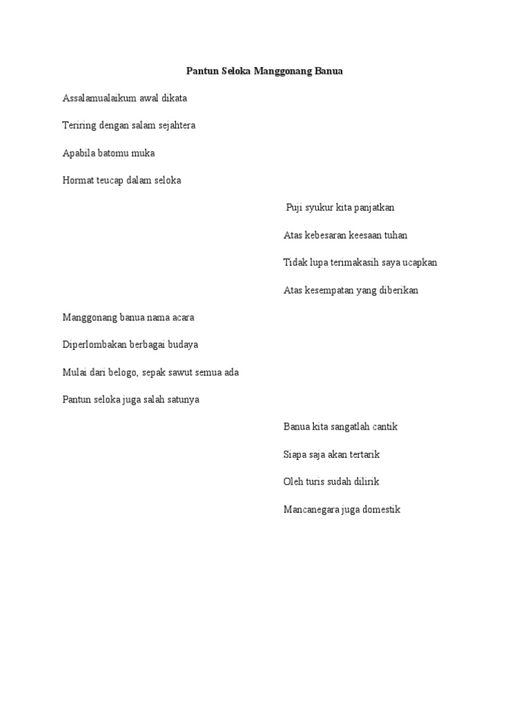Pantun Seloka Manggonang Banua | PDF