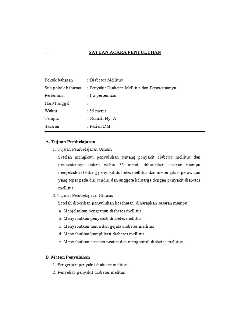 PROMKES Sap DM | PDF | Kesehatan Holistik