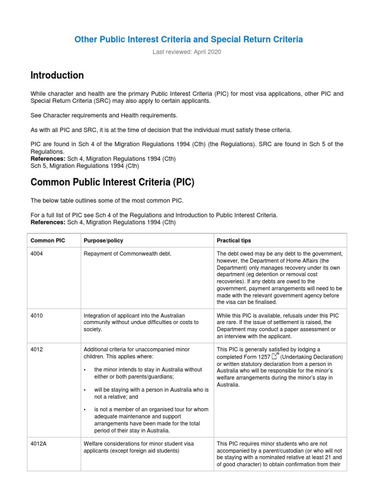 Reading 4 - Other Public Interest Criteria and Special Return Criteria ...