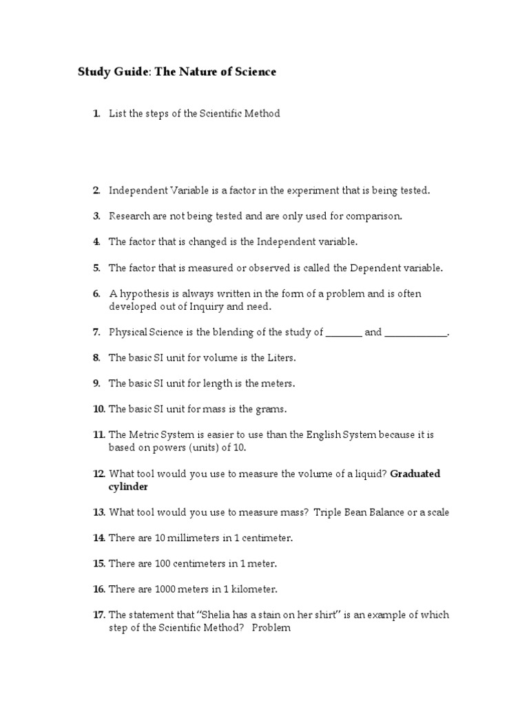 Life Science Unit 1 Study Guide | PDF | Experiment | Scientific Method