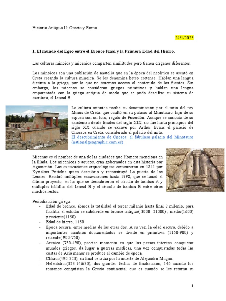 Historia Antigua II UCM Apuntes | PDF | Esparta | Grecia micénica