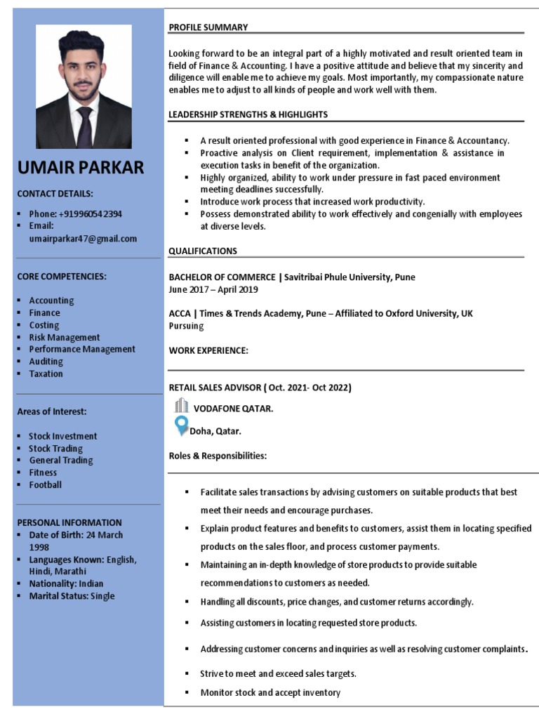 CV-Umair IND | PDF | Accounting | Invoice