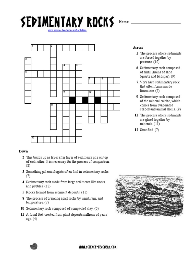 Sedimentary Rocks Crossword Puzzle | PDF | Sedimentary Rock | Rock ...