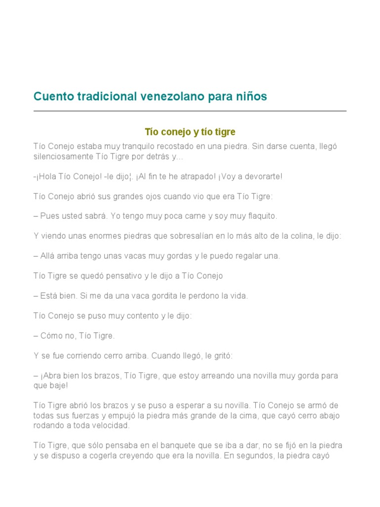 Cuentos Infantiles Venezolanos | PDF