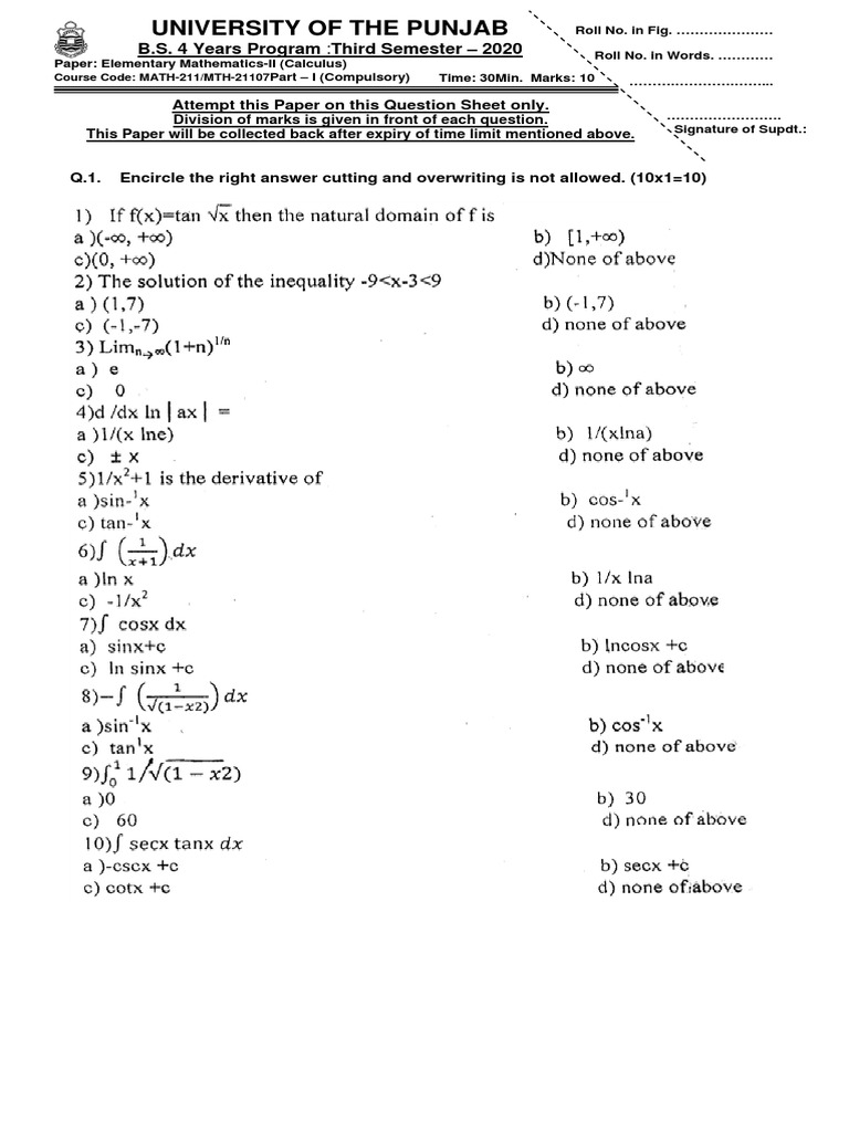 P2020 Math-211 | PDF | Calculus | Mathematical Analysis
