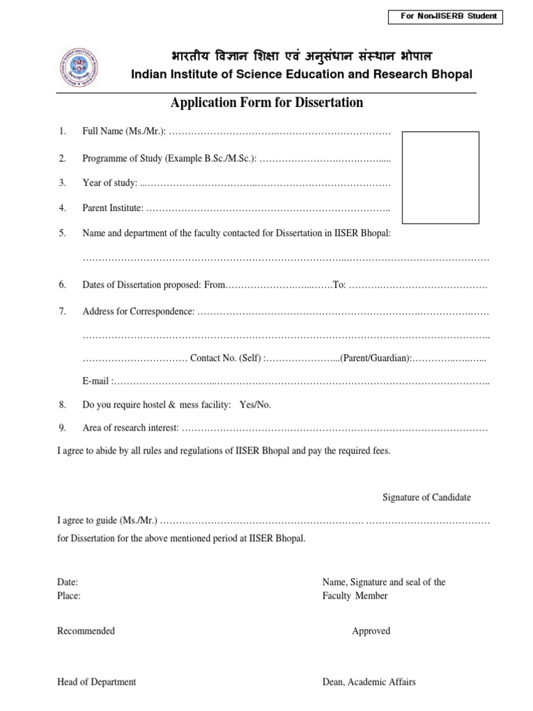 Application Form For Dissertation | PDF | Thesis