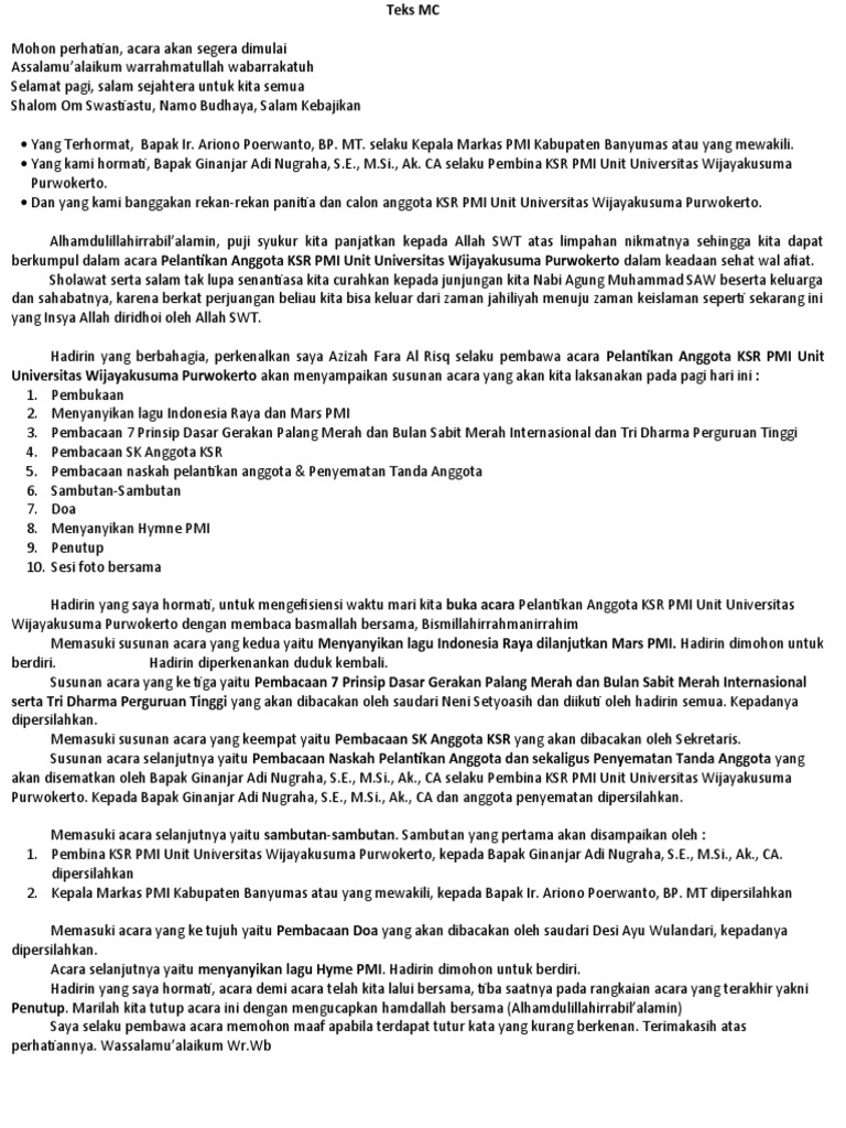 Teks MC Dan Doa FIX | PDF