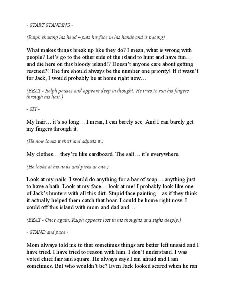 Lord of The Flies Ralph Monologue | PDF