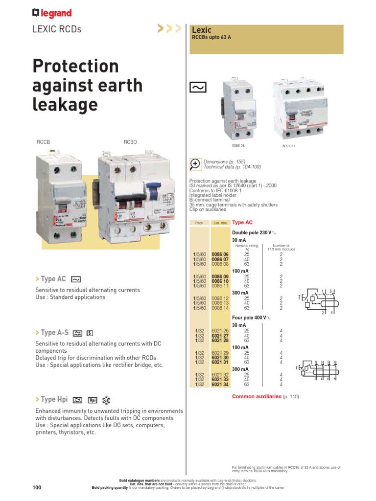 Protection Against Earth Leakage: Lexic Rcds | PDF | Alternating Current | Electronics