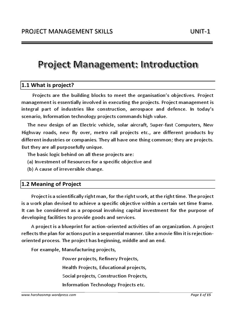 Project Management Skills Unit-1 | Download Free PDF | Project ...