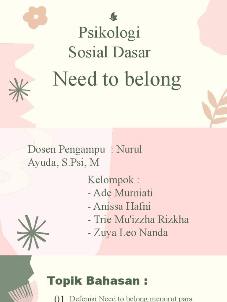 Teori Kebutuhan Belongingness Manusia | PDF