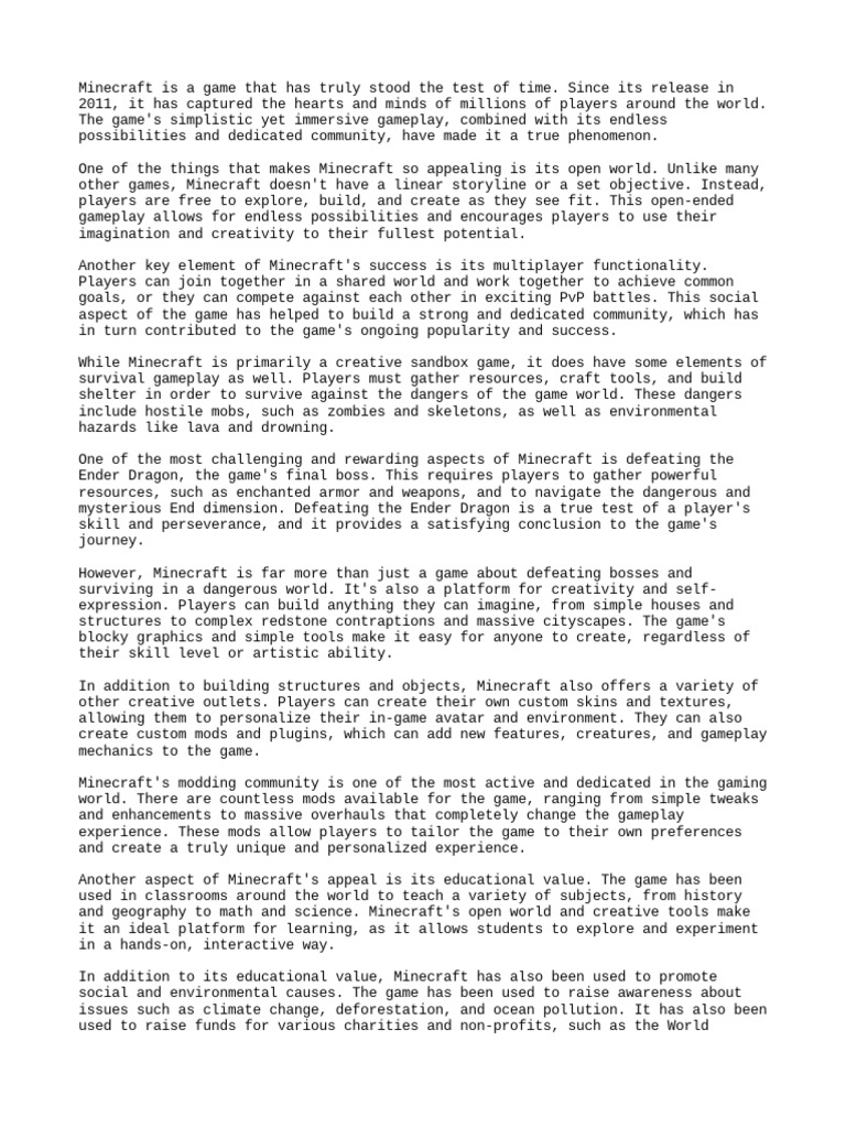 Minecraft | PDF | Minecraft | Game Design