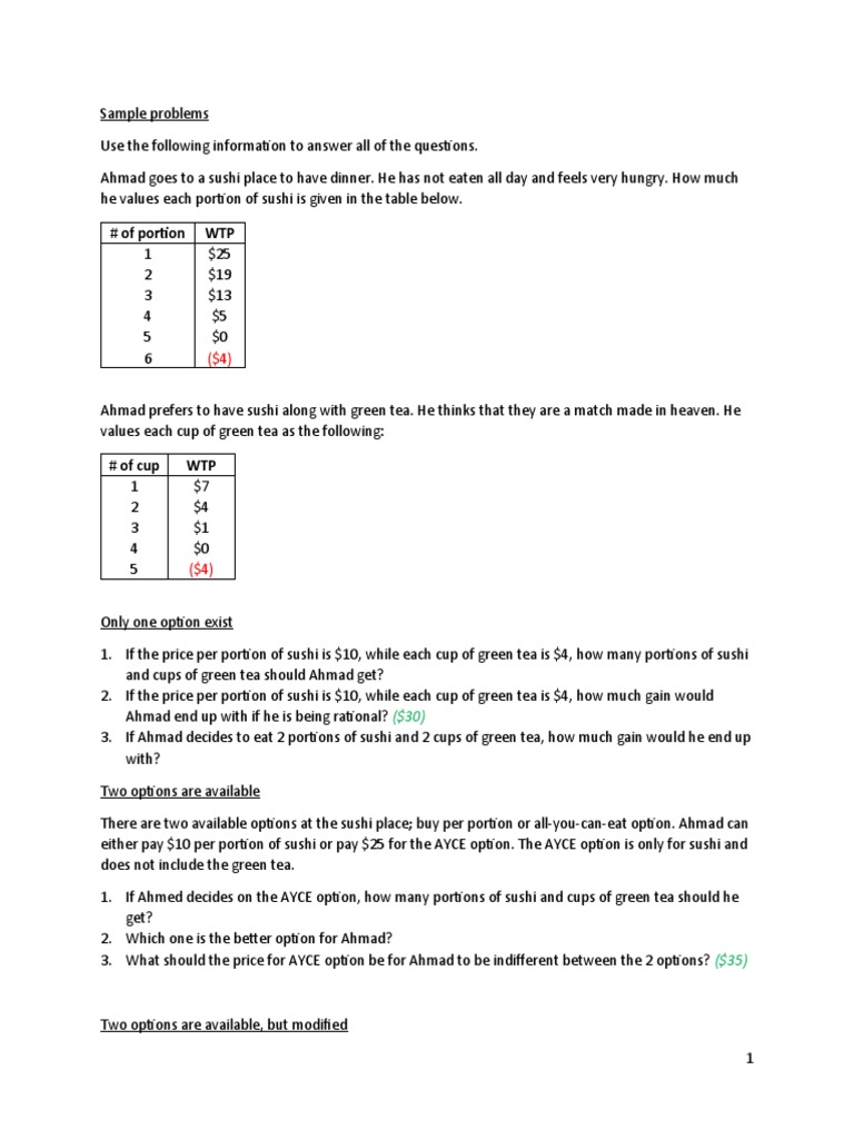 Sample Problems Decision | PDF