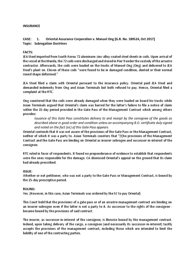 Insurance Case Digest: Key Rulings | PDF | Insurance | Mortgage Law