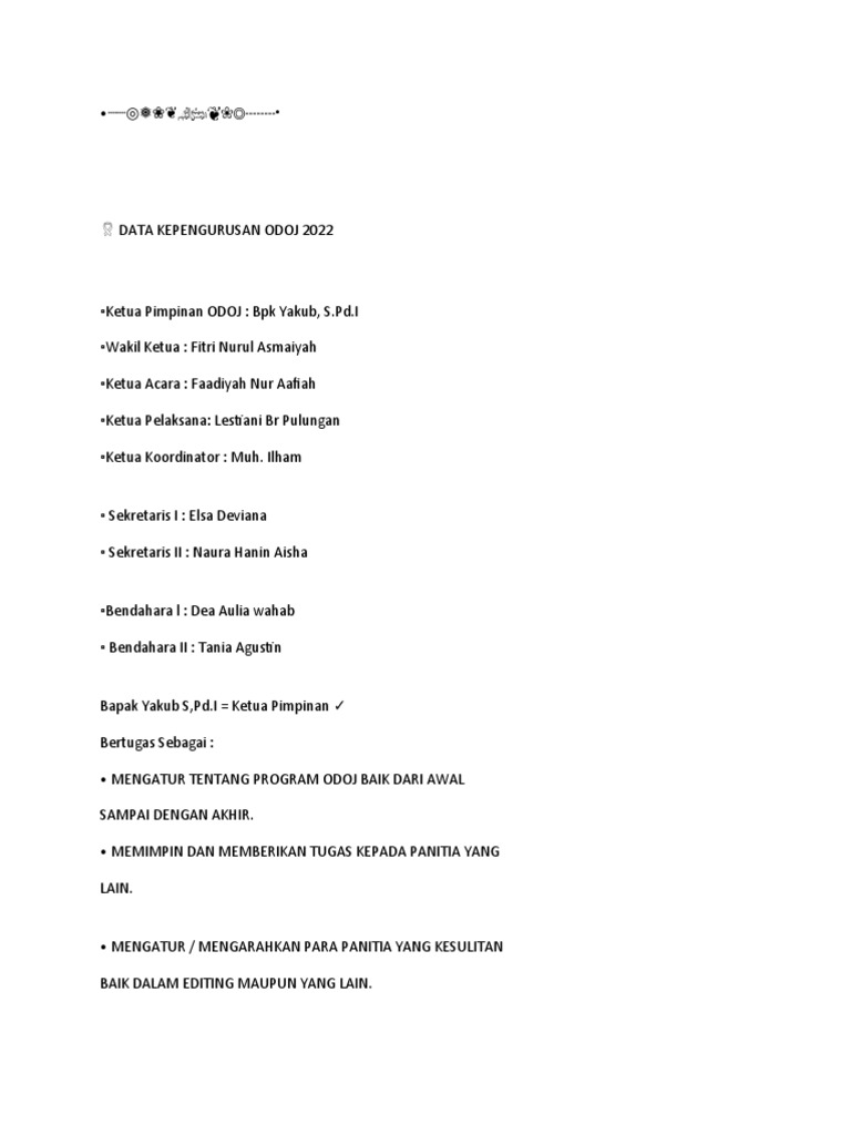 PROKER (Program Kerja) ODOJ | PDF