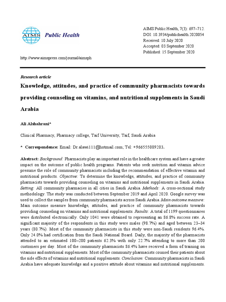 Knowledge Attitudes and Practice of Community Phar | PDF | Pharmacy ...