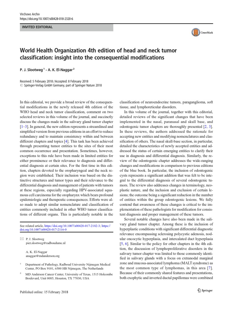 Head and Neck Who Classification | PDF | Adenocarcinoma | Head And Neck ...