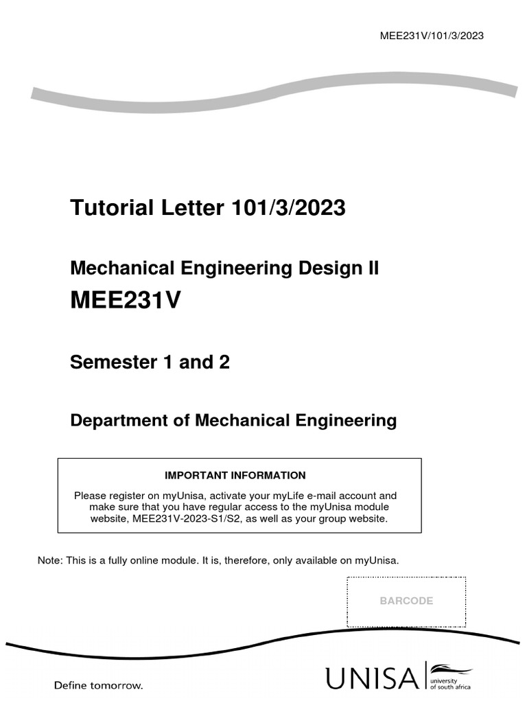 MEE231V: Tutorial Letter 101/3/2023 | PDF | Libraries | Engineering