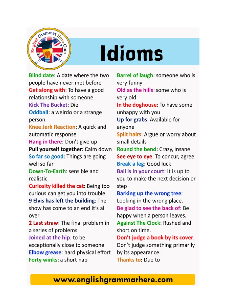 Idioms Worksheet. | PDF
