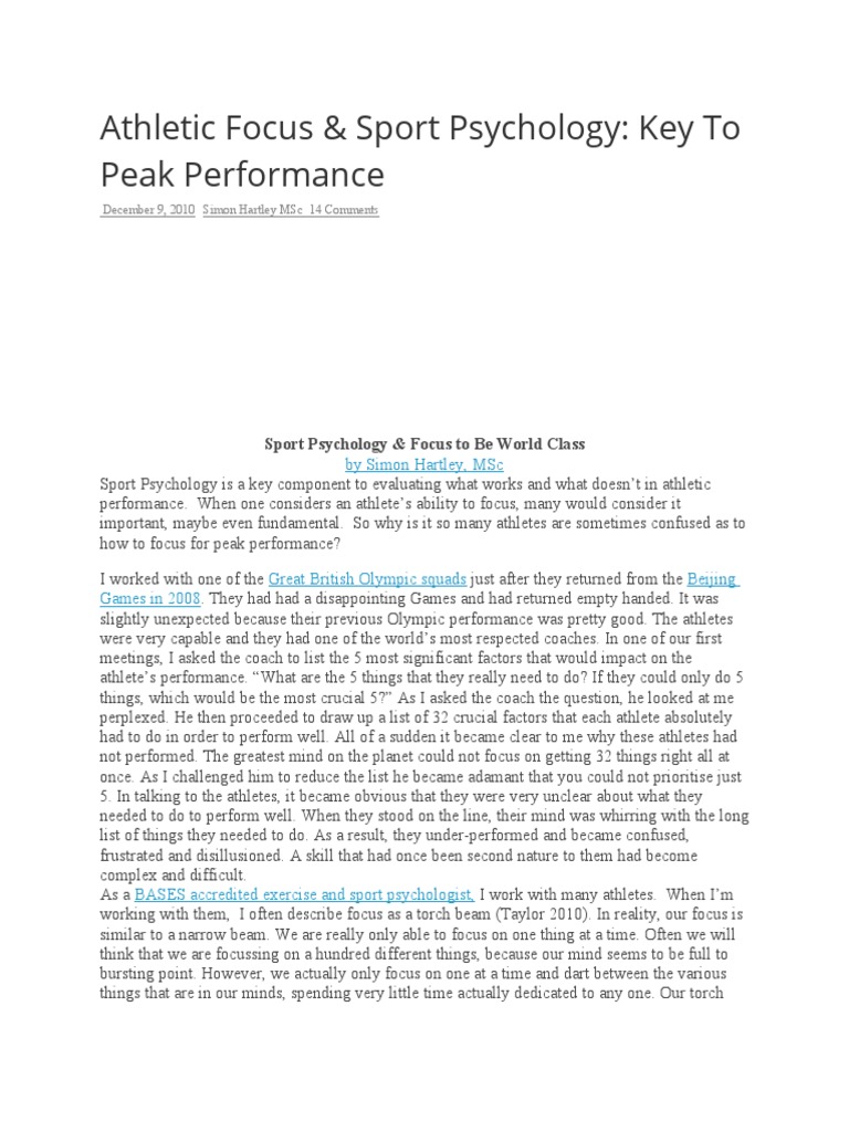 Athletic Focus Pdf Psychology Psychological Concepts
