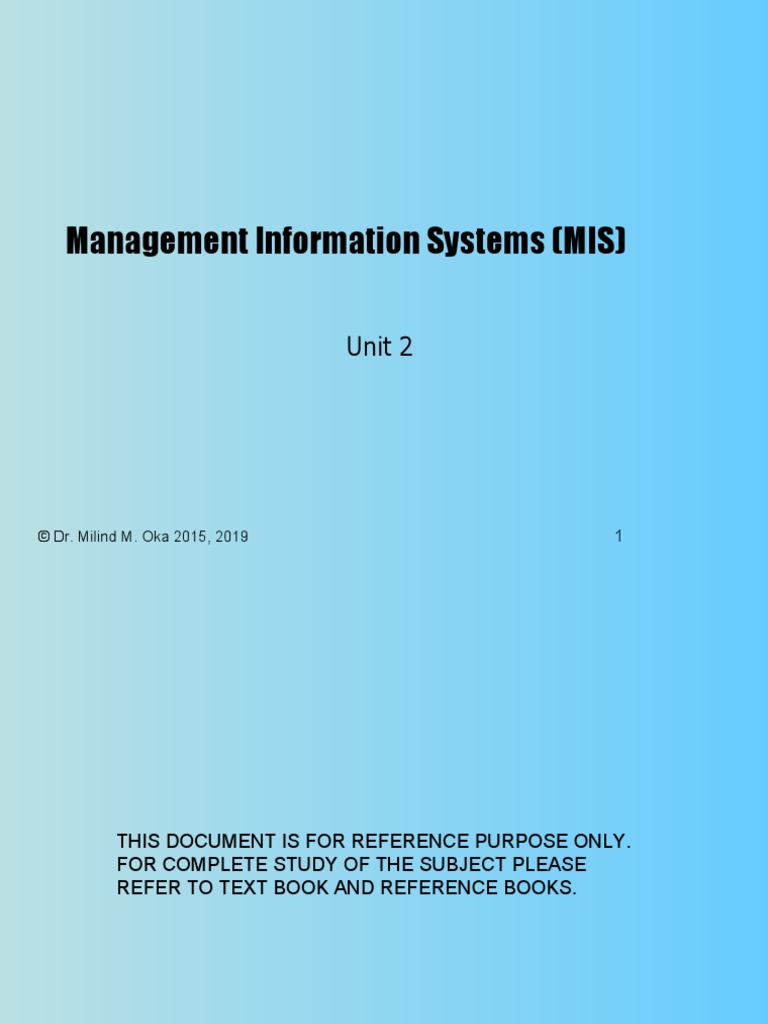 Oka Unit 2 MIS 2022 | PDF | Management Information System | Information
