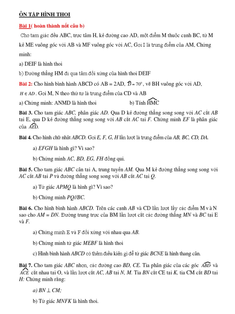 BTVN Hình Thoi | PDF