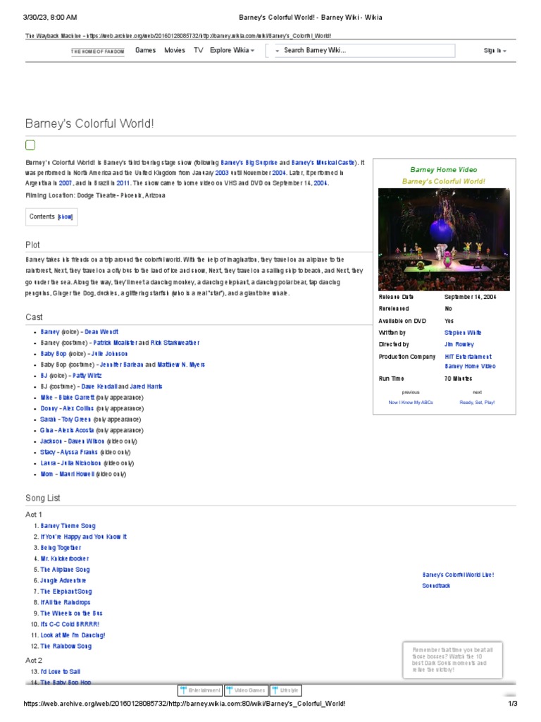 Barney's Colorful World! - Barney Wiki - Wikia | PDF