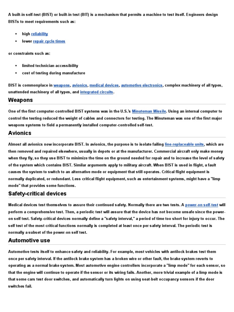 Bist (Built in Self Test) | Download Free PDF | Electronic Engineering ...