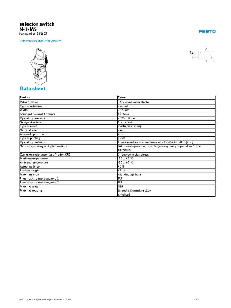 Selector Switch N-3-M5 Data Sheet | PDF