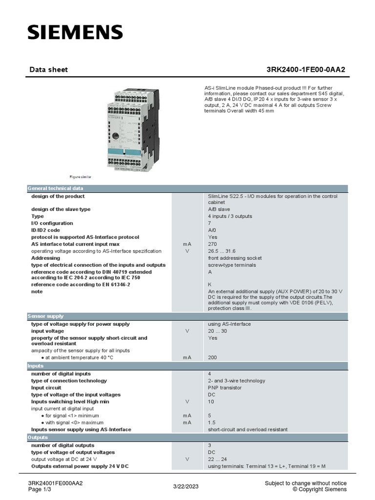 3RK24001FE000AA2 Datasheet en | PDF | Power Supply | Electromagnetism