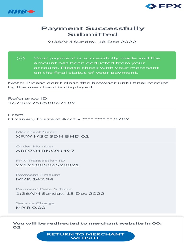 Payment Successfully Submitted | PDF