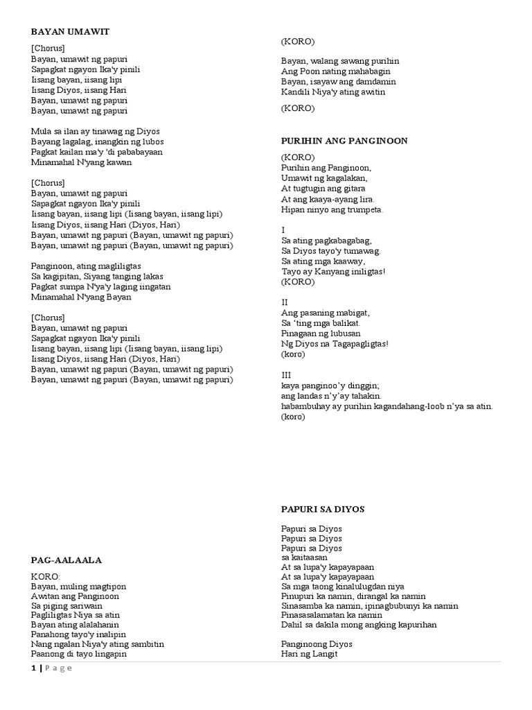 Mga Awit Pangsimbahan | PDF