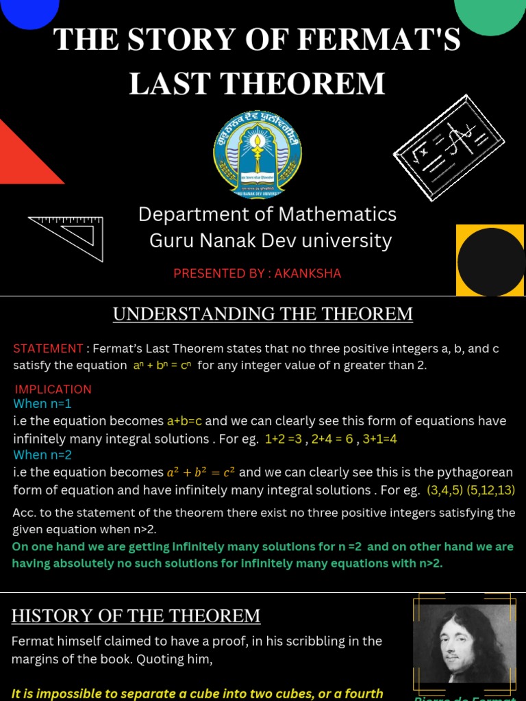 The Story of Fermat's Last Theorem (Akanksha) | PDF | Fermat's Last Theorem | Conjecture