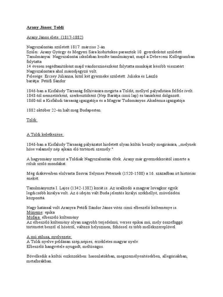 Arany János - Toldi | PDF
