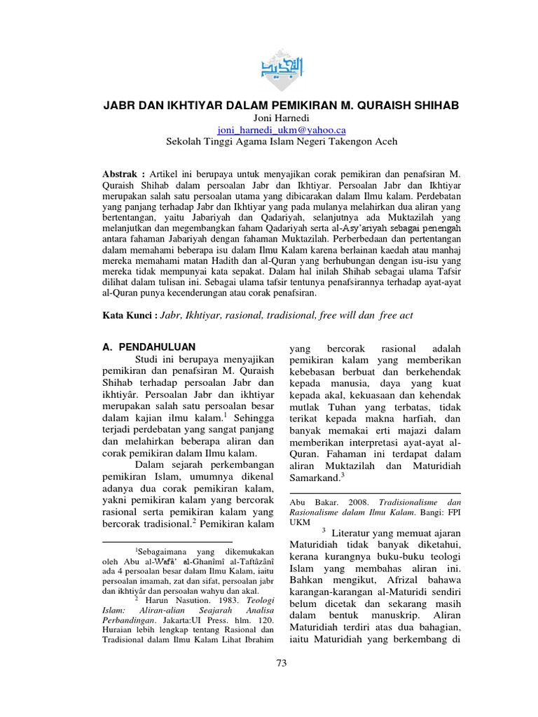 Jabr Dan Ikhtiyar Quraish Shihab | PDF