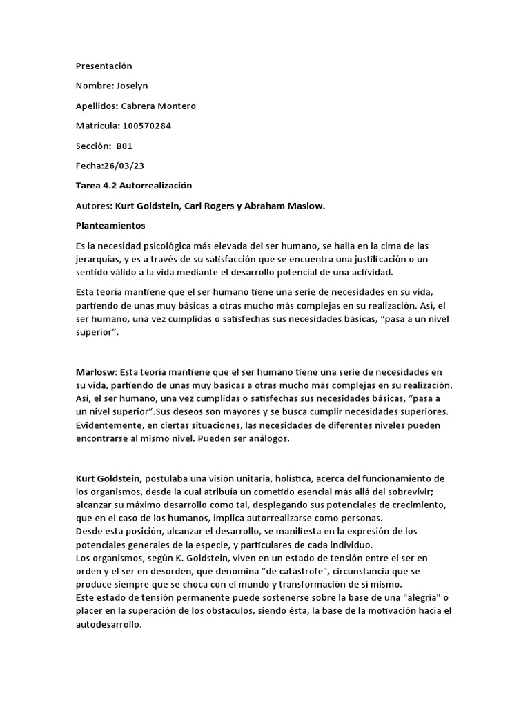 Teoría de la Autorrealización en Psicología | PDF | Teorías filosóficas ...