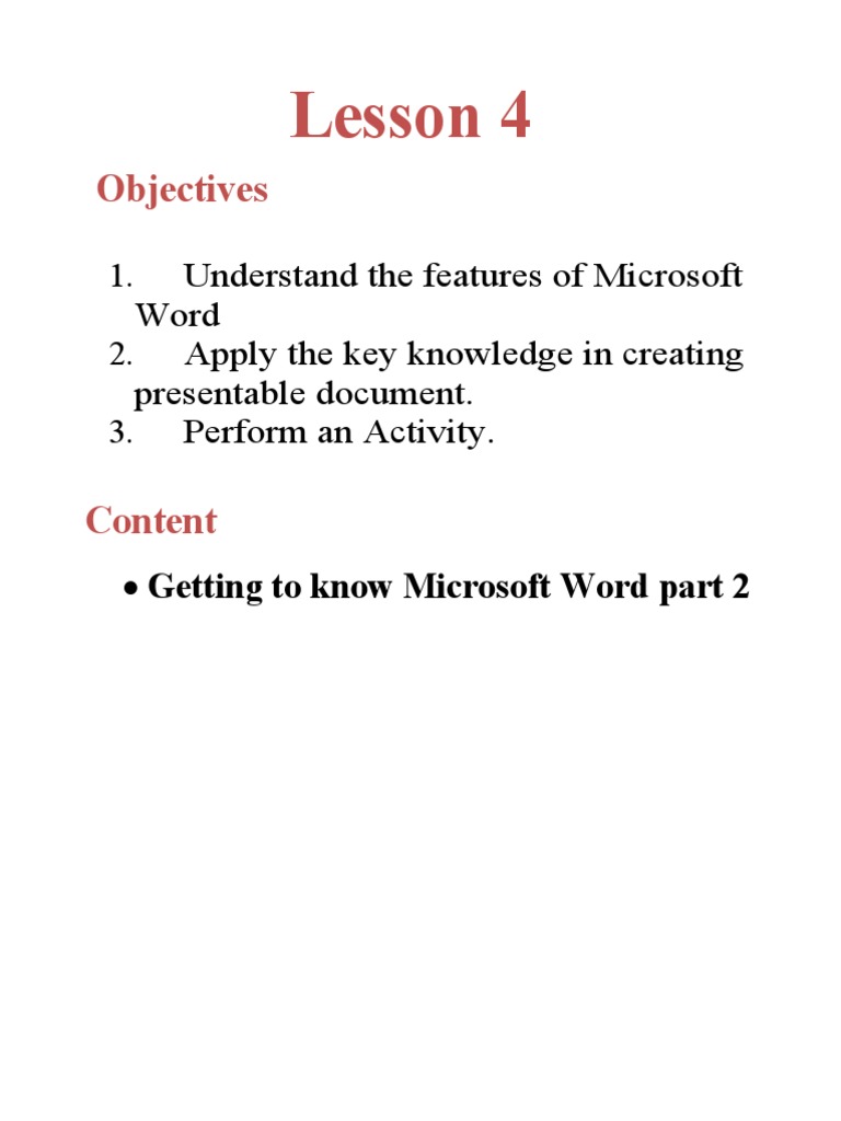 Lesson 4: Objectives | PDF | Mail | Software